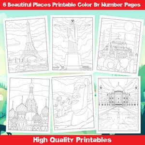 BEST VALUE Beautiful Places Printable Color by Number Pages - Instant ...