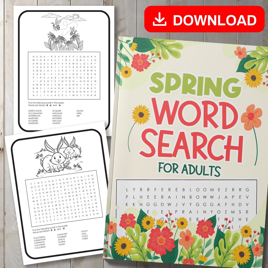 BEST VALUE Spring Word Search Book for Adults - Instant Download 420 ...