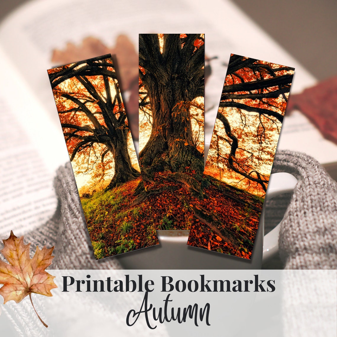 BEST VALUE Printable Bookmarks Set of 3, Autumn Bookmark Page -instant ...