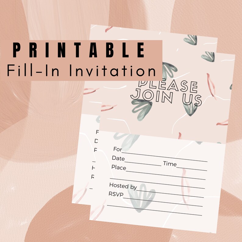 Printable Fill in Invitation, Please Join Us Invitation, Fill in Cards ...