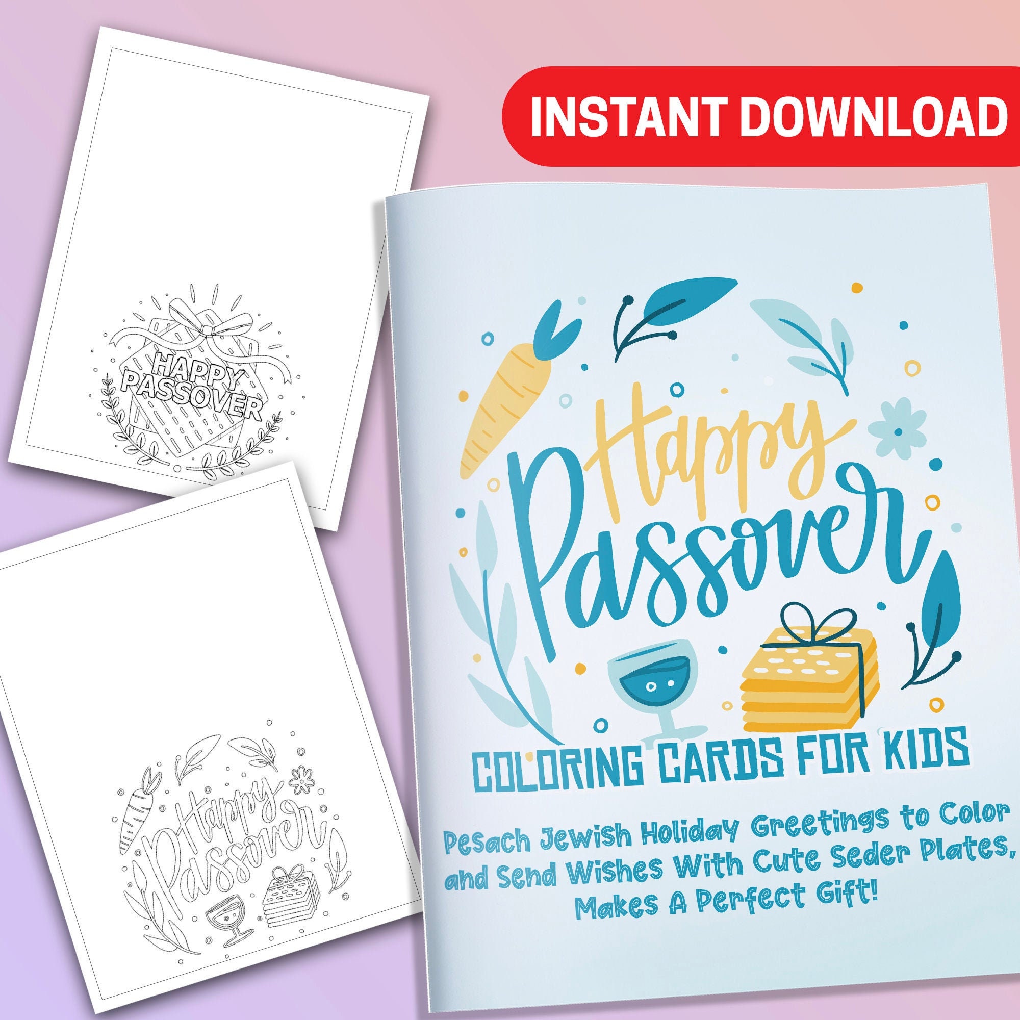 BEST VALUE 25 Happy Passover Coloring Cards for Kids Instant Download ...