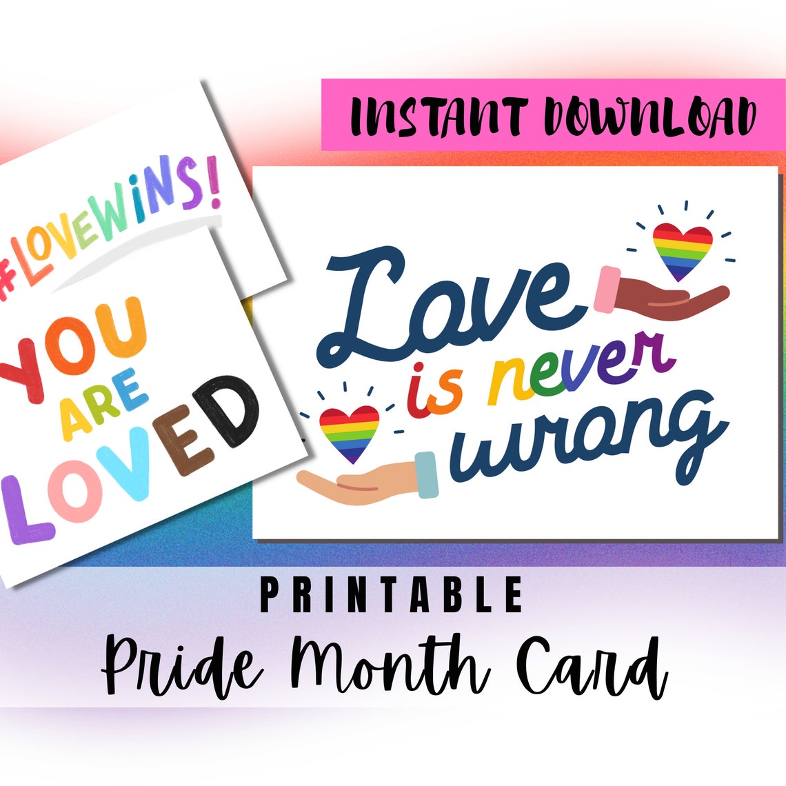 BEST VALUE Happy Pride Month Greeting Card Printable Instant Download ...
