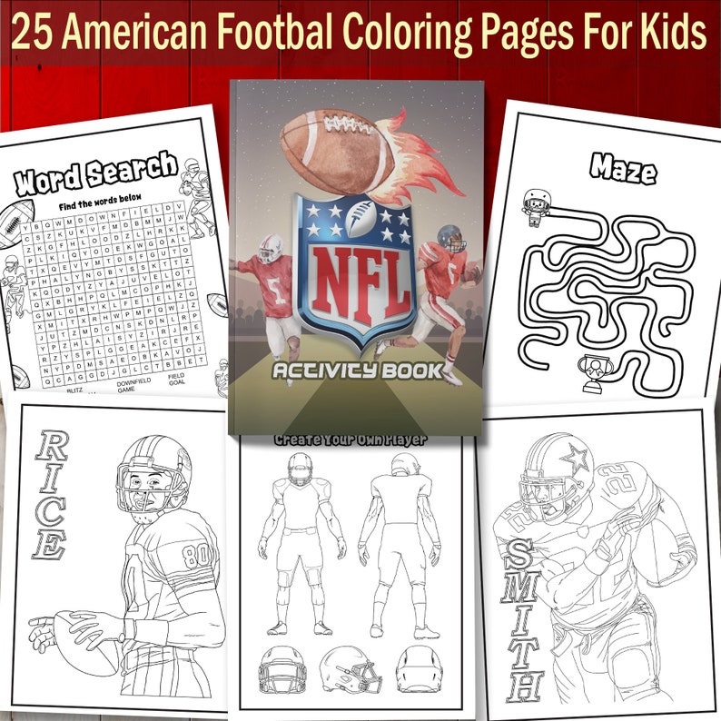 BEST VALUE! NFL Activity Book - Instant Download 25 Football Sports ...