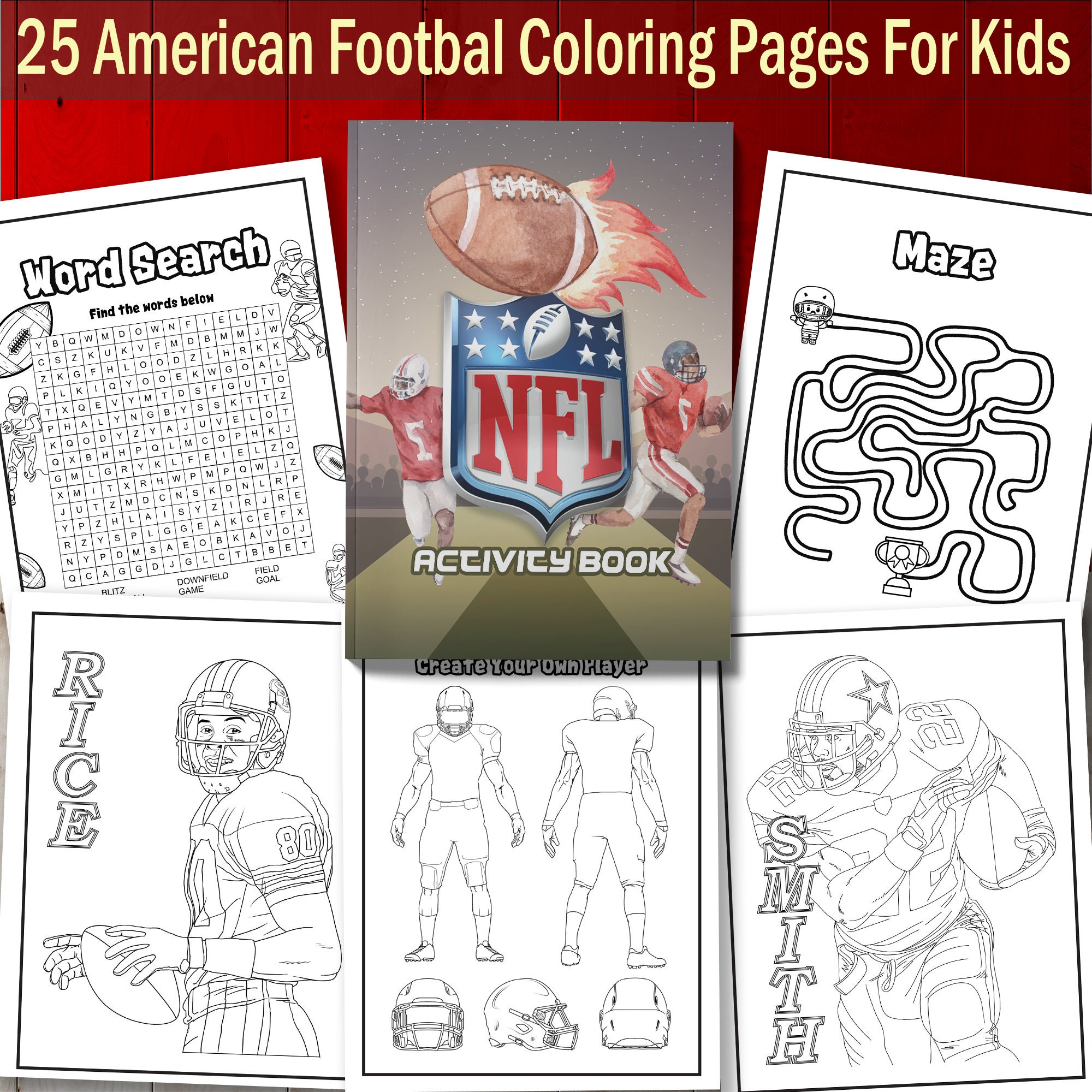 BEST VALUE! NFL Activity Book - Instant Download 25 Football Sports ...