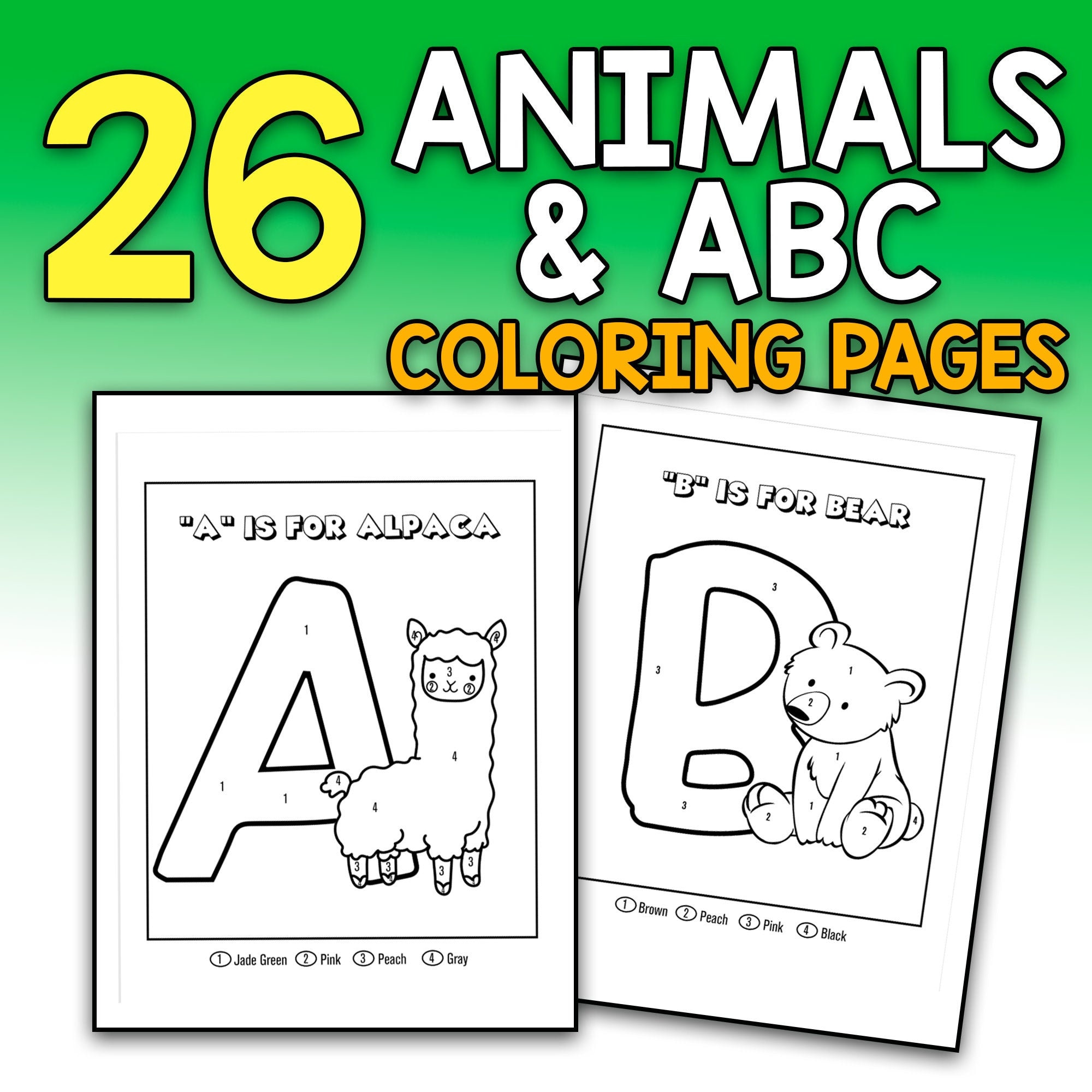 BEST VALUE ABC Coloring Pages, Alphabet Printable, Color by Number Kids ...
