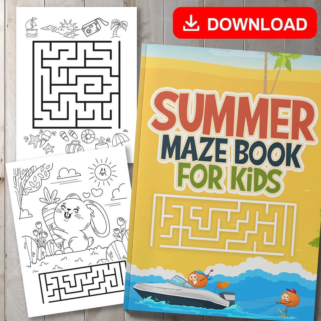 BEST VALUE Summer Maze Book for Kids - Instant Download Fun Problem ...