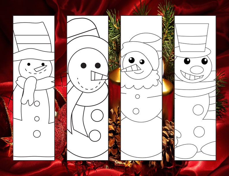 Christmas Coloring Bookmarks - Snowman Printable Bookmarks for Kids ...
