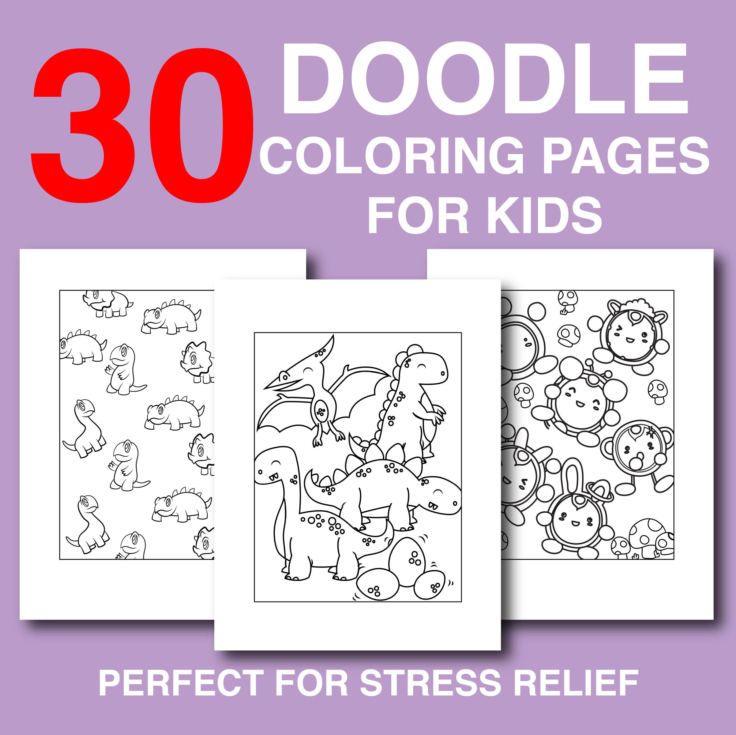 30 Doodle Coloring Pages Instant Download Coloring Book for Kids and ...
