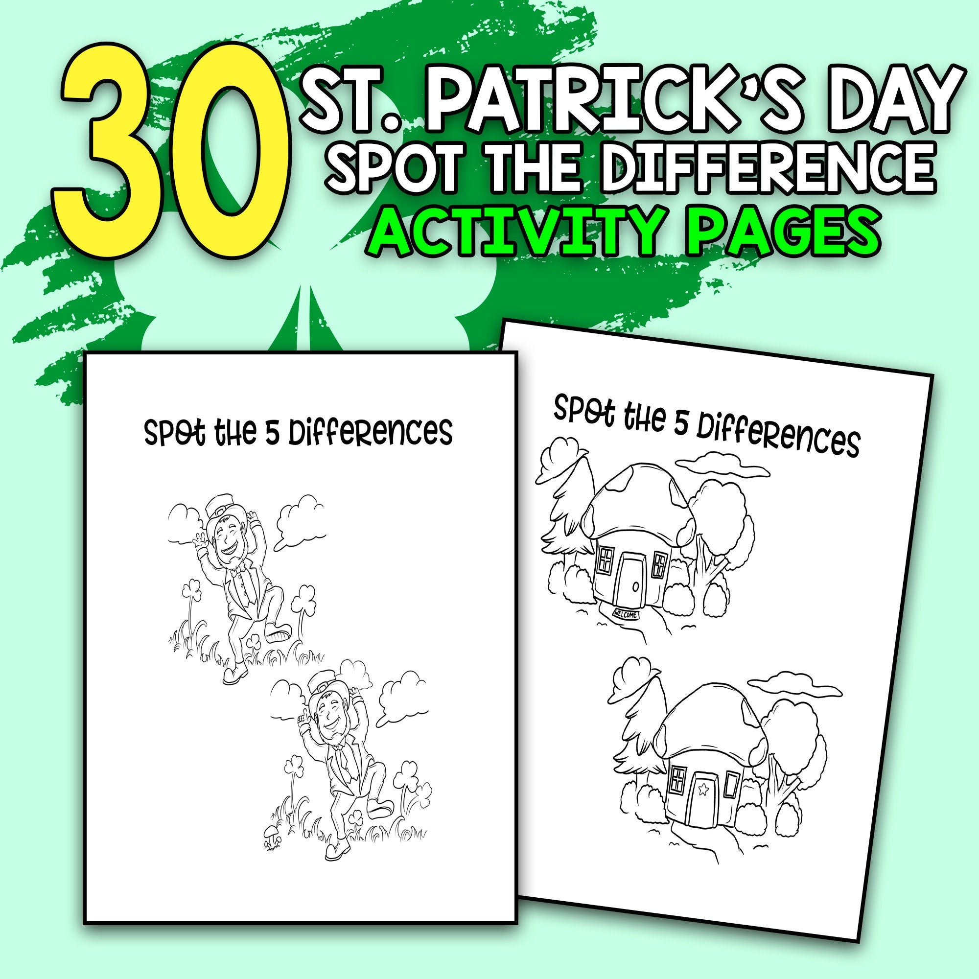 BEST VALUE 30 St. Patrick's Day Spot the Difference Printable Pages ...