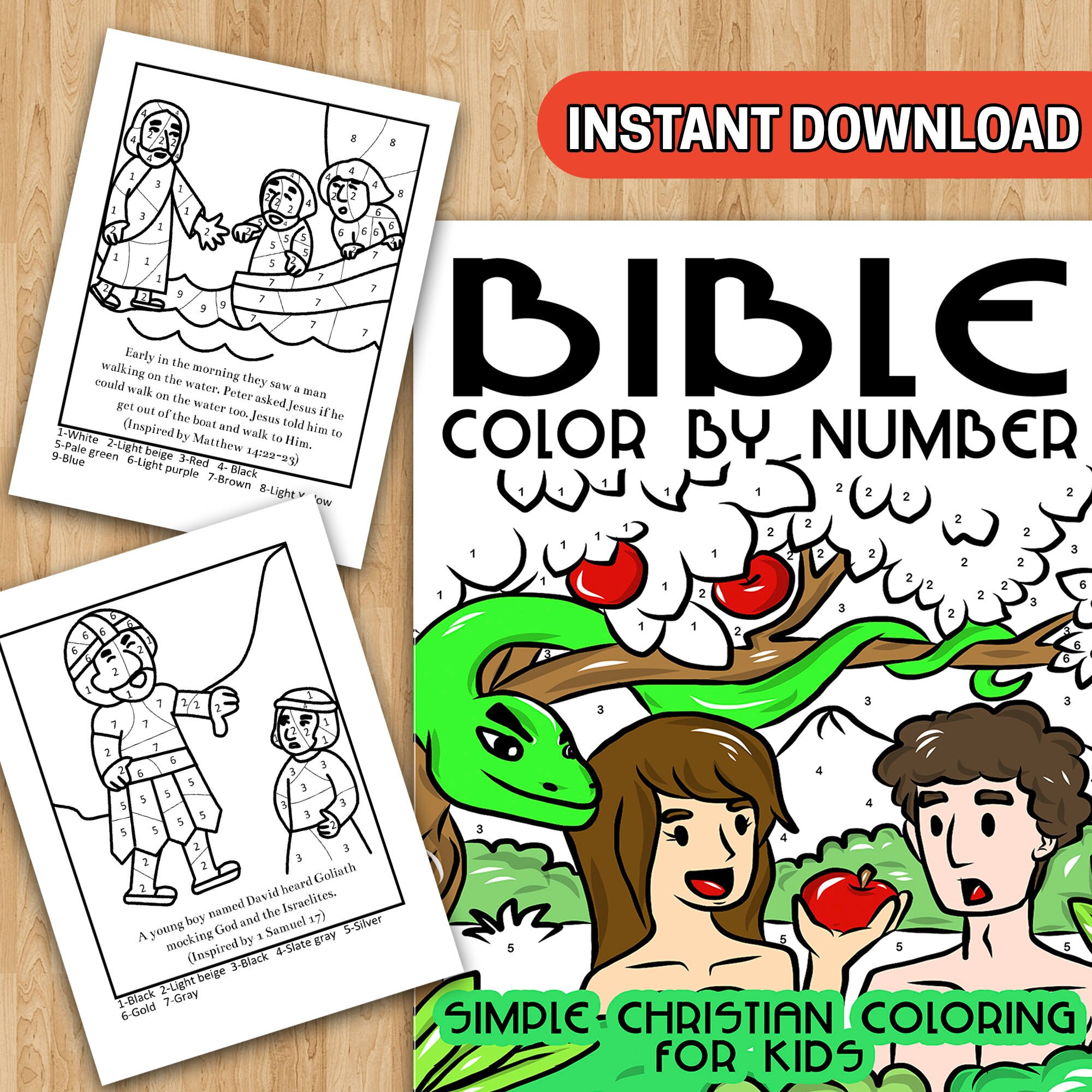BEST VALUE Bible Color by Number Pages Instant Download Simple ...