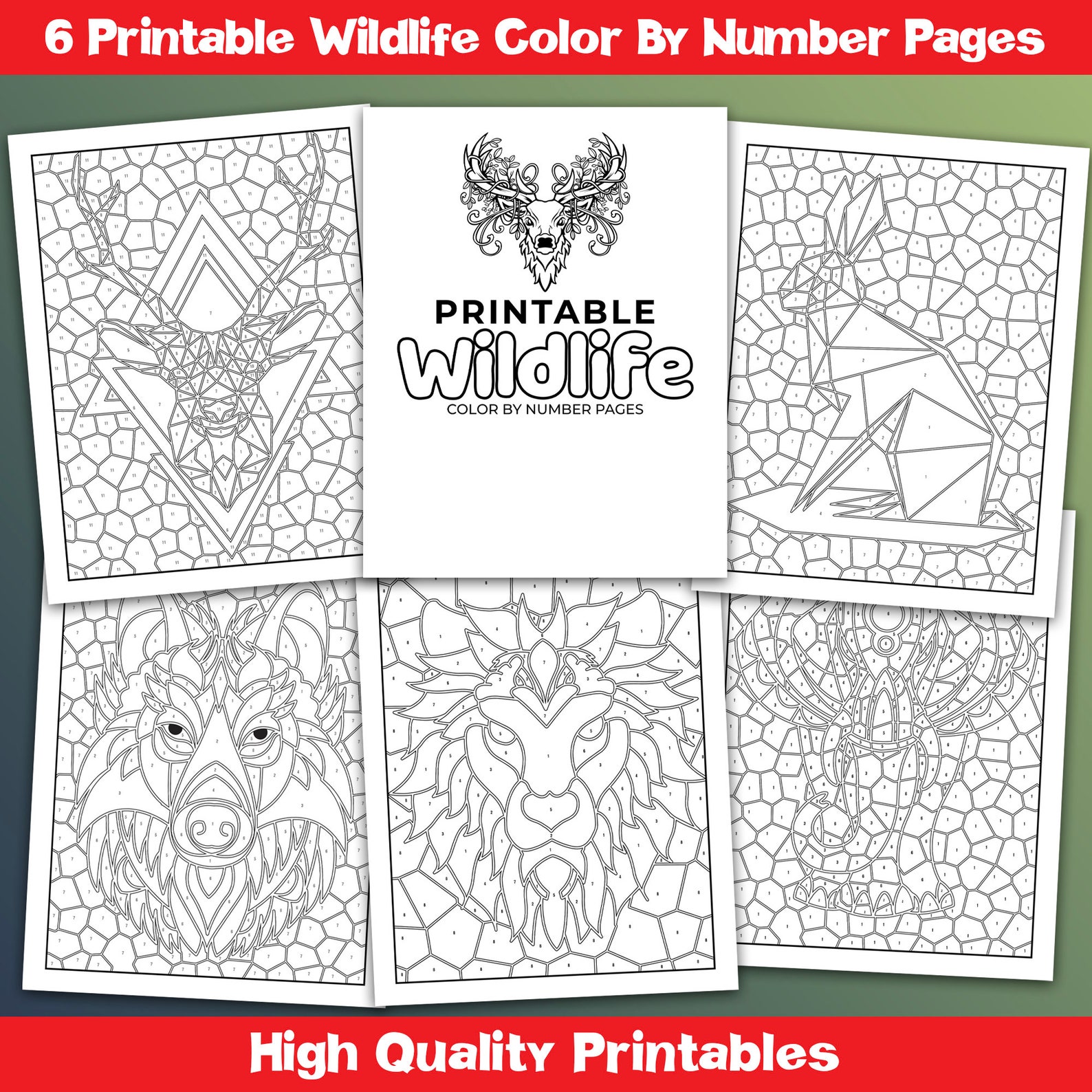 Printable Wildlife Color by Number Pages - Instant Download Majestic ...