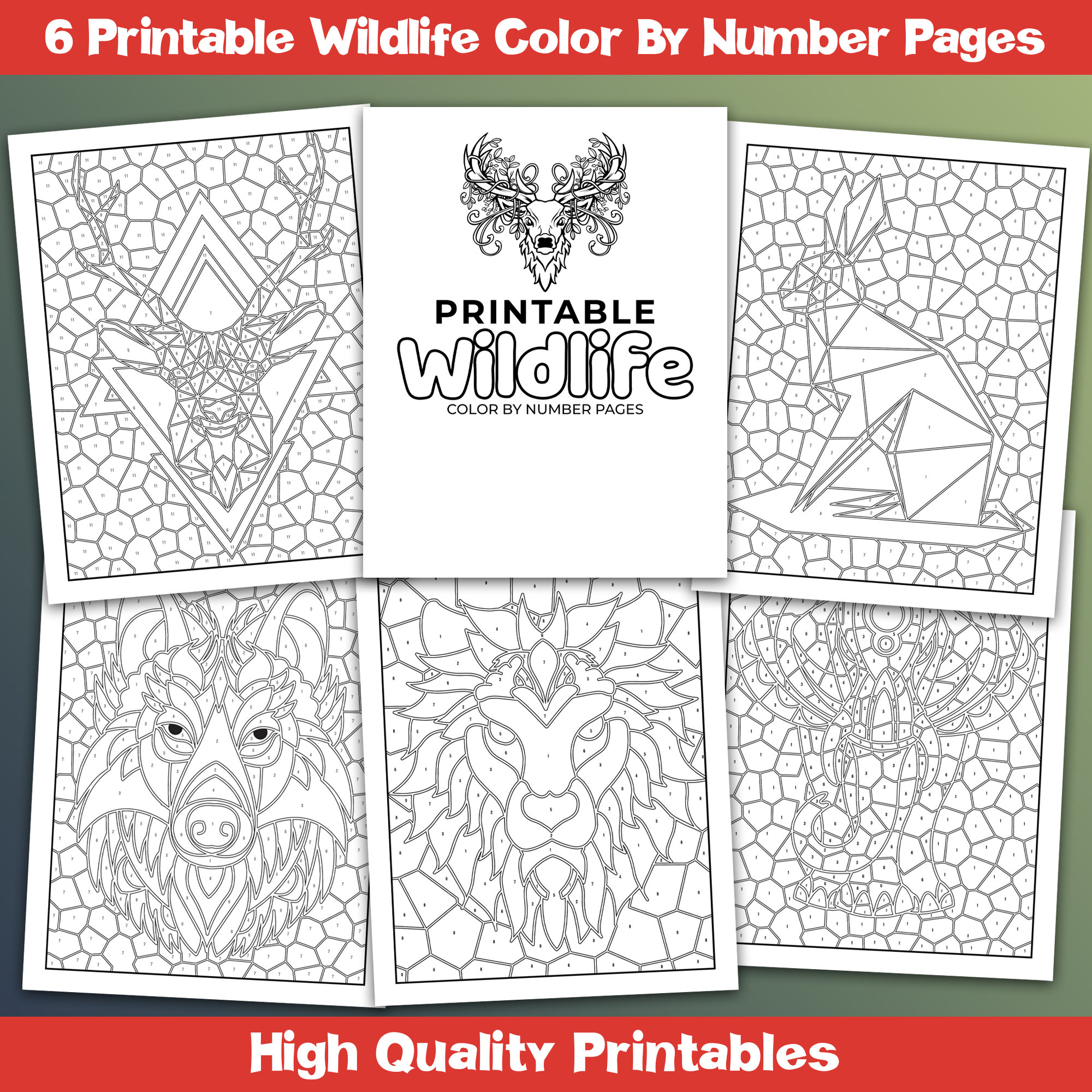 Printable Wildlife Color by Number Pages - Instant Download Majestic ...