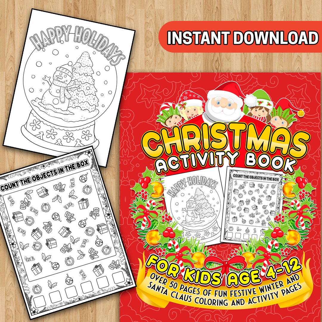 BEST VALUE 55 Christmas Activity Book - Instant Download Coloring ...