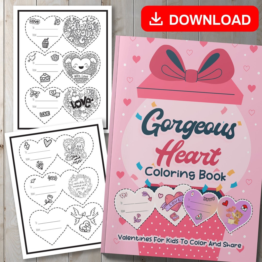 BEST VALUE Gorgeous Heart Coloring Book - Instant Download Valentines ...