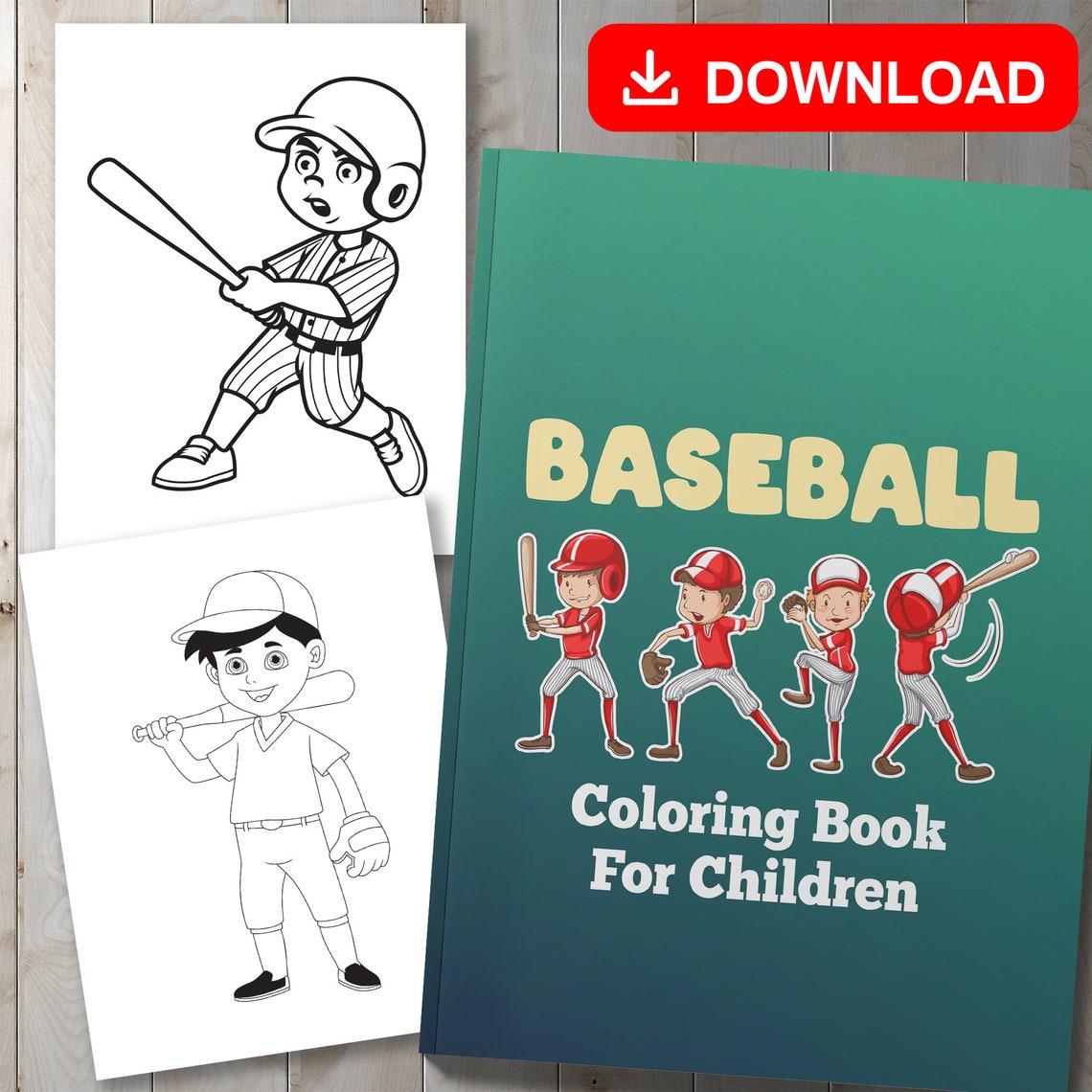 BEST VALUE Baseball Coloring Book for Children Instant Download Cool ...
