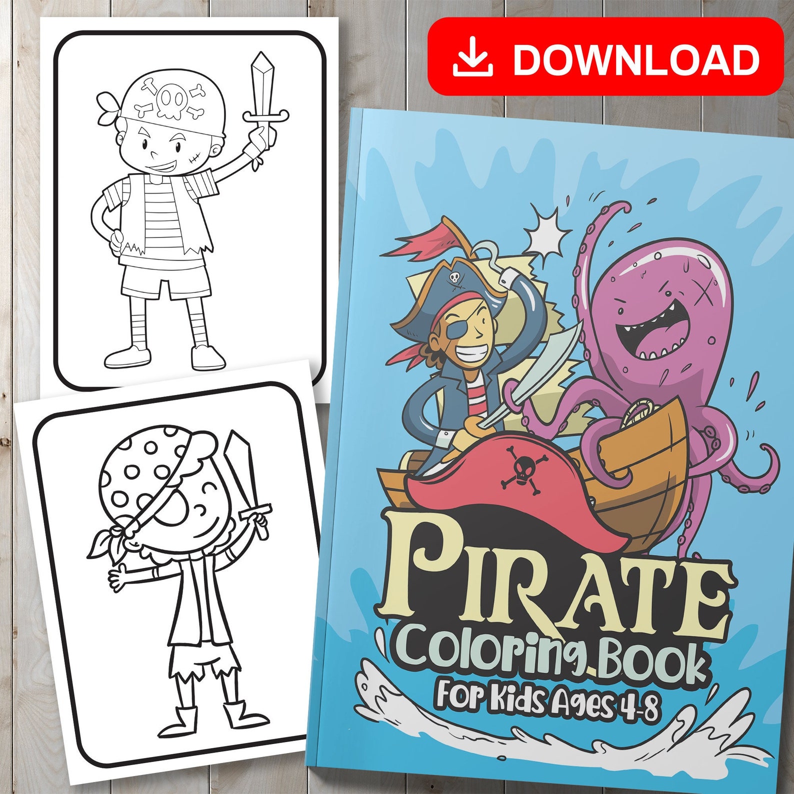 BEST VALUE Pirate Coloring Book for Kids Ages 4-8 - Instant Download ...