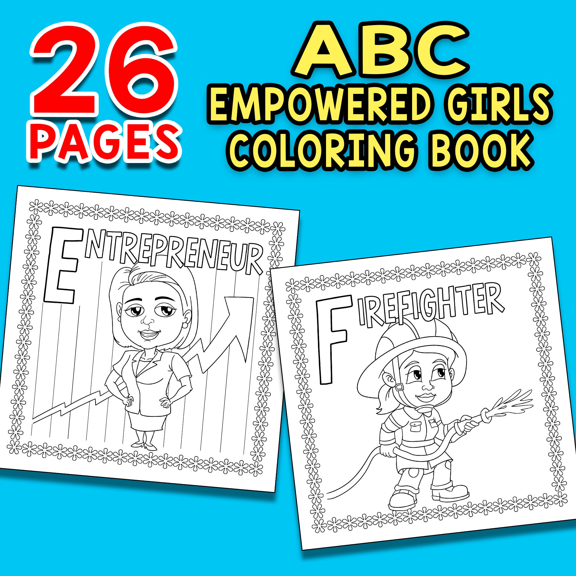 BEST VALUE 26 ABC Empowered Girls Coloring Book Instant Download ...