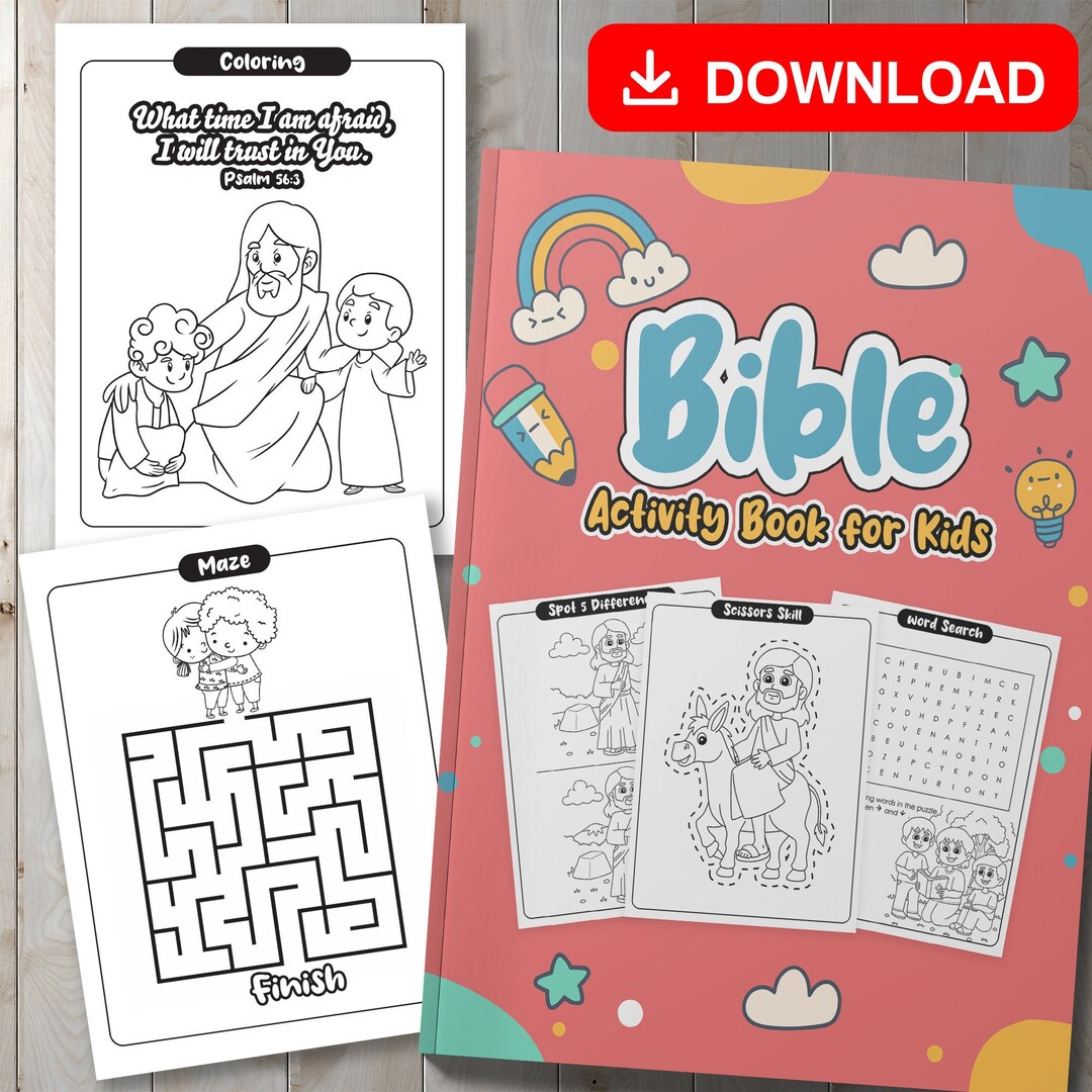 BEST VALUE Bible Activity Book for Kids - Instant Download 50 Scripture ...
