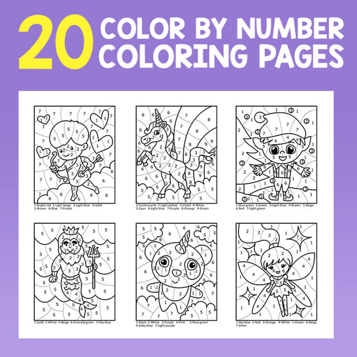 INSTANT DOWNLOAD Magical Forest Color by Number Book With 20 Printable ...