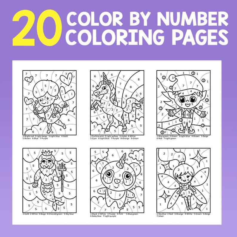 INSTANT DOWNLOAD Magical Forest Color by Number Book With 20 Printable ...