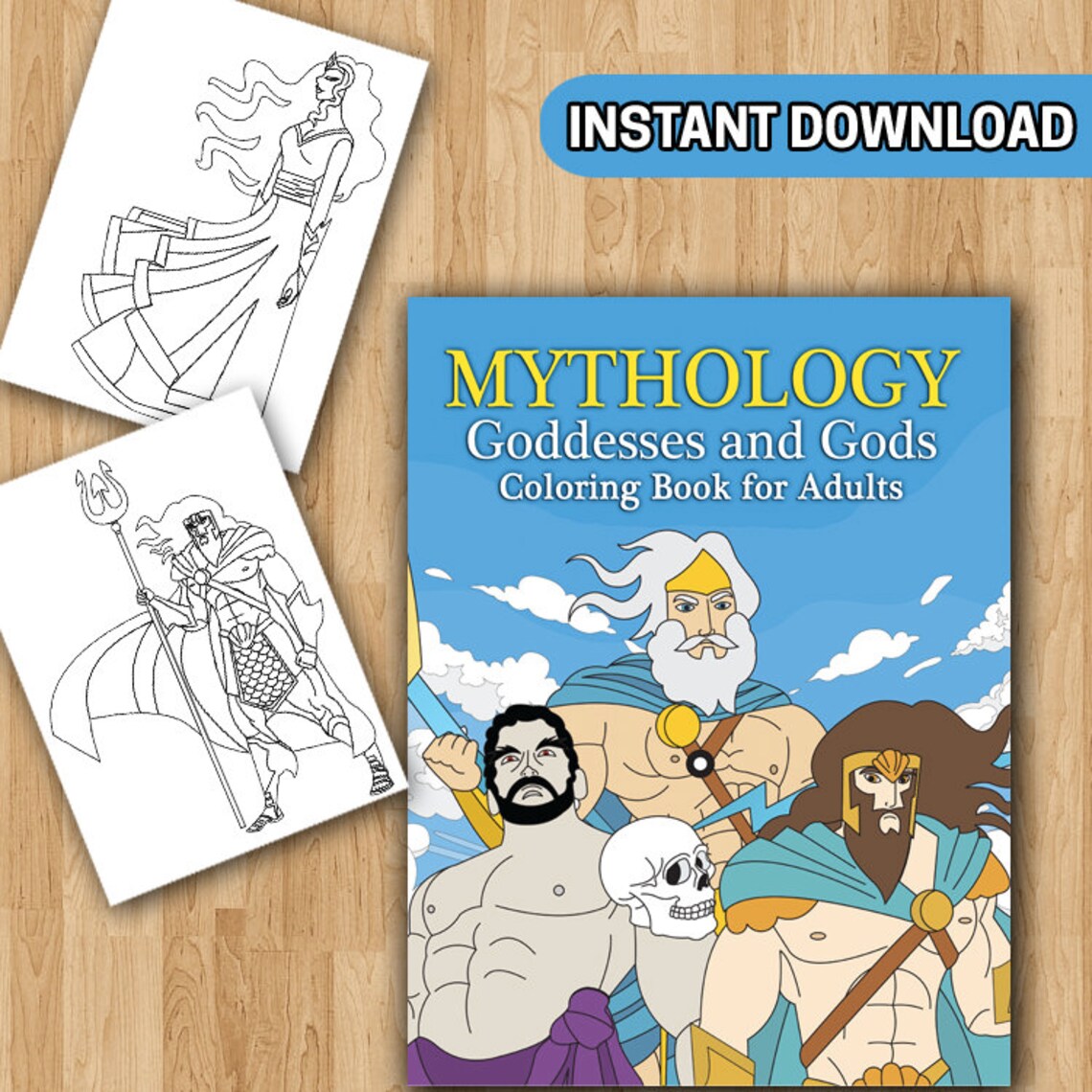 Mythology Goddesses and Gods Coloring Book for Adults: Fantasy Coloring ...