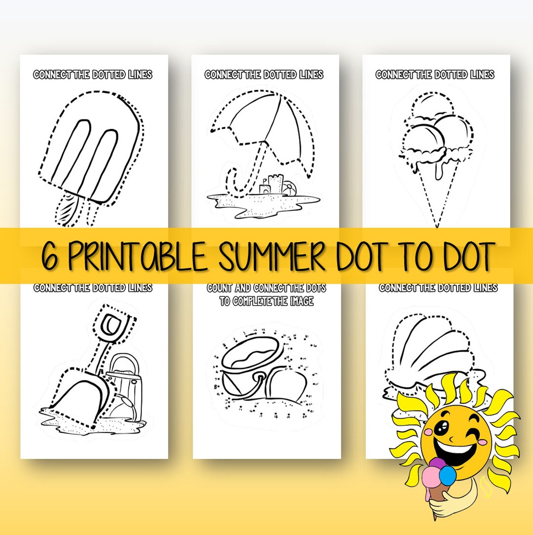 BEST VALUE 6 Summer Dot to Dot Activity for Kids - Instant Download ...