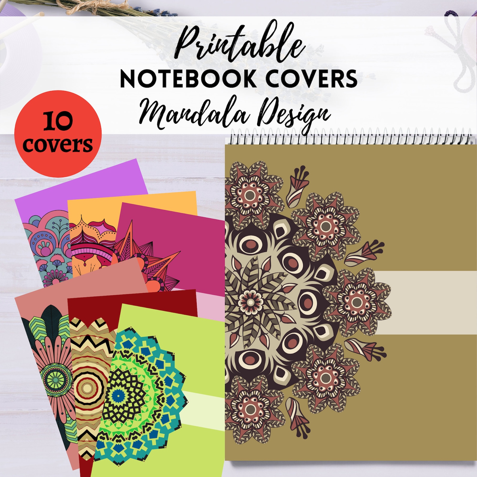 BEST VALUE 10 Printable Mandala Notebook Covers With Lined Page ...