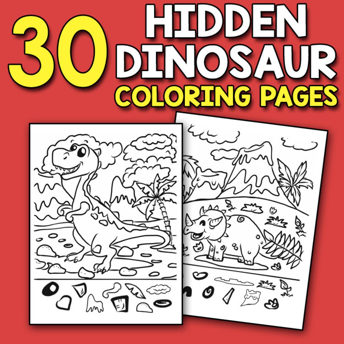BEST VALUE 30 Hidden Dinosaur Coloring Pages: A Seek and Find Dinosaur ...