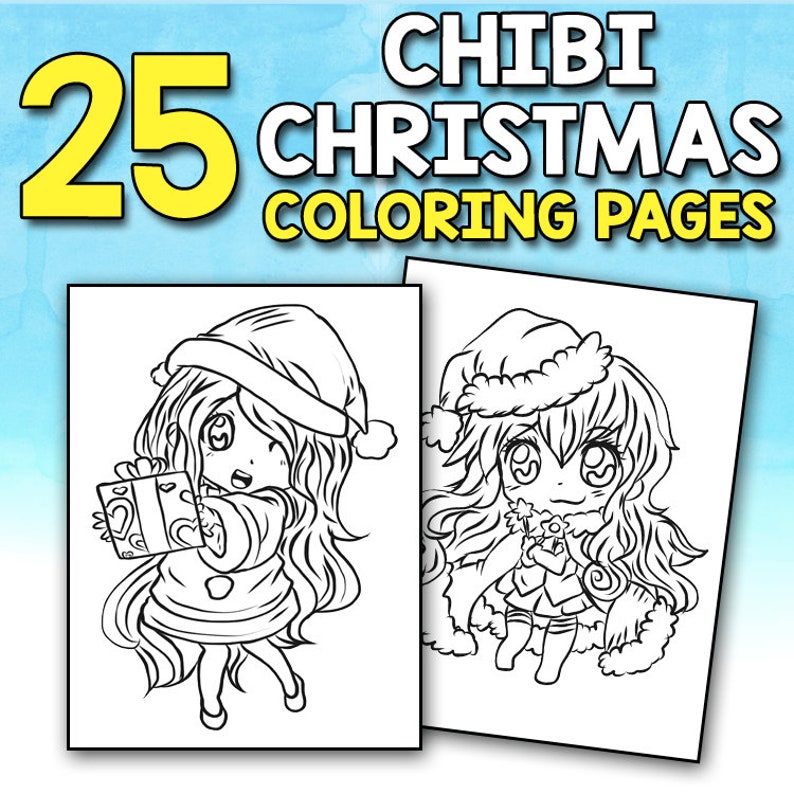 BEST VALUE 25 Chibi Christmas Coloring Pages: Kawaii Coloring - Etsy ...