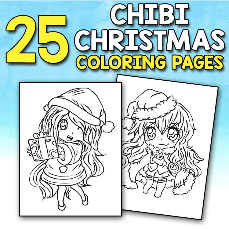BEST VALUE 25 Chibi Christmas Coloring Pages: Kawaii Coloring - Etsy ...