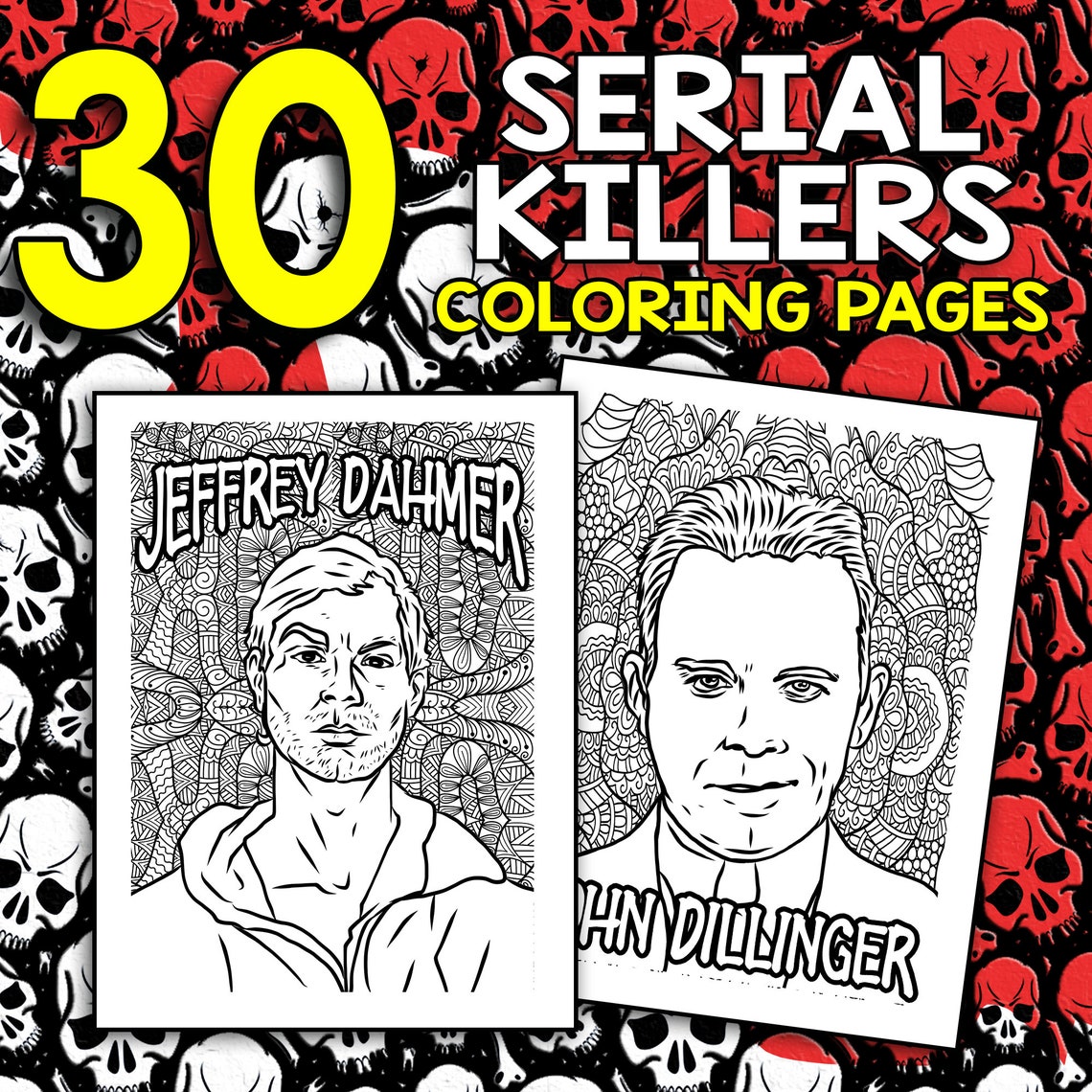 BEST VALUE Scary Serial Killers Adult Coloring Book Instant - Etsy