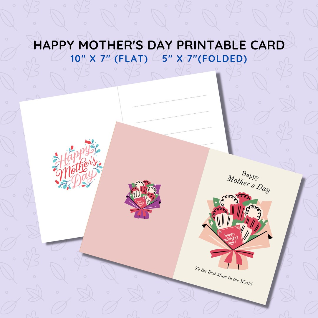 BEST VALUE Printable Mother's Day Card - Instant Download Floral Card ...