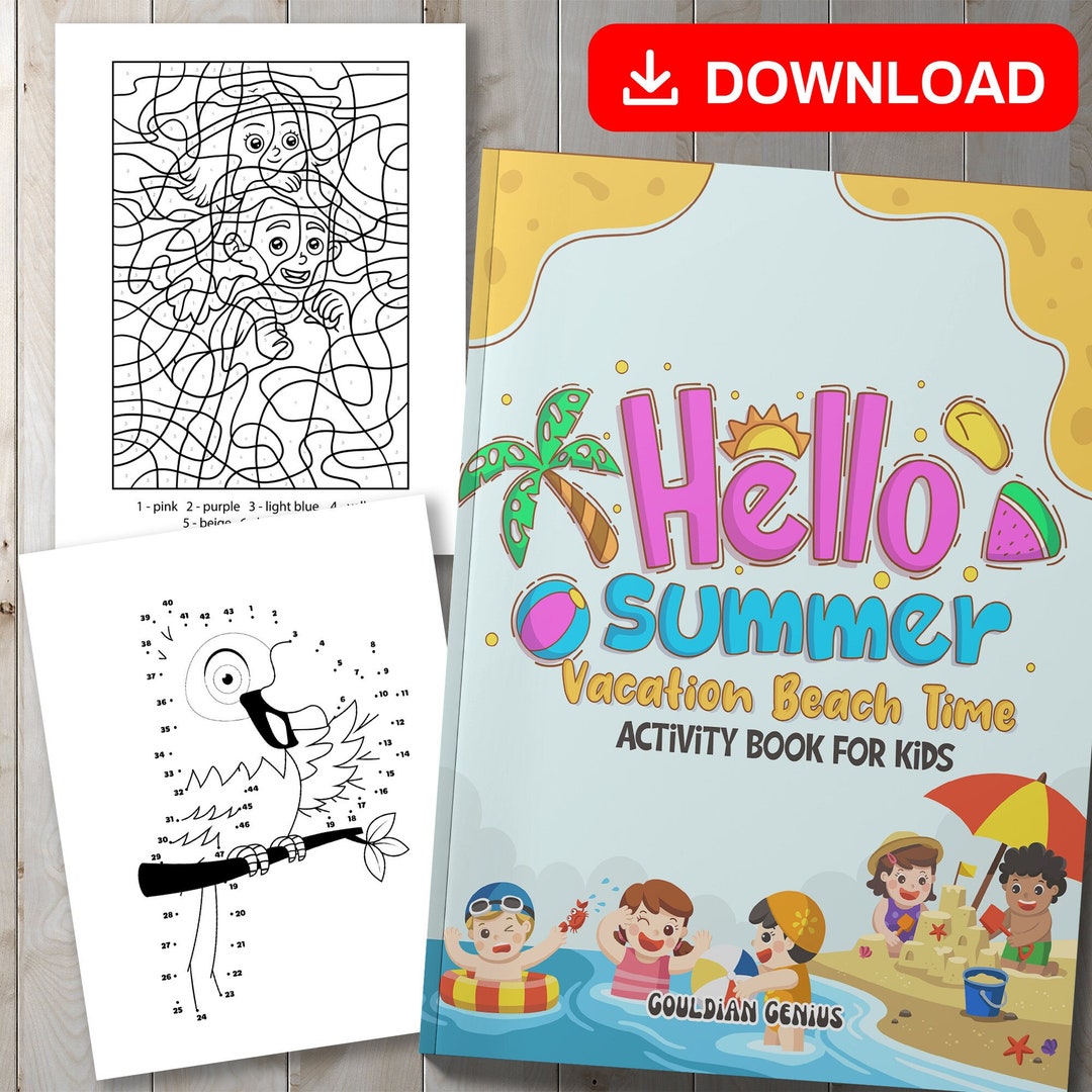 BEST VALUE! Hello Summer Vacation Beach Time Activity Book for Kids ...
