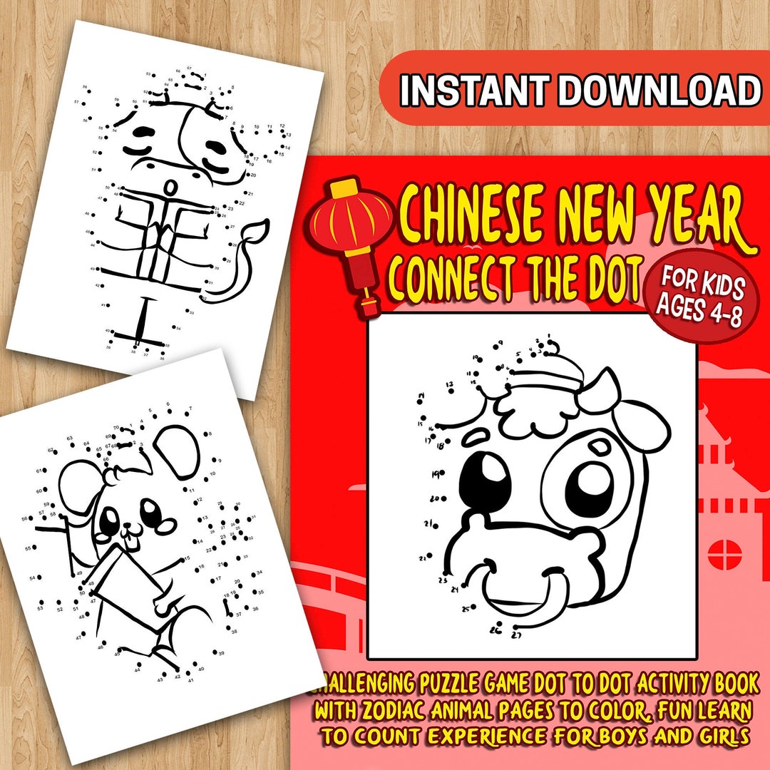 BEST VALUE 30 Chinese New Year Connect the Dot for Kids Ages 4-8 ...