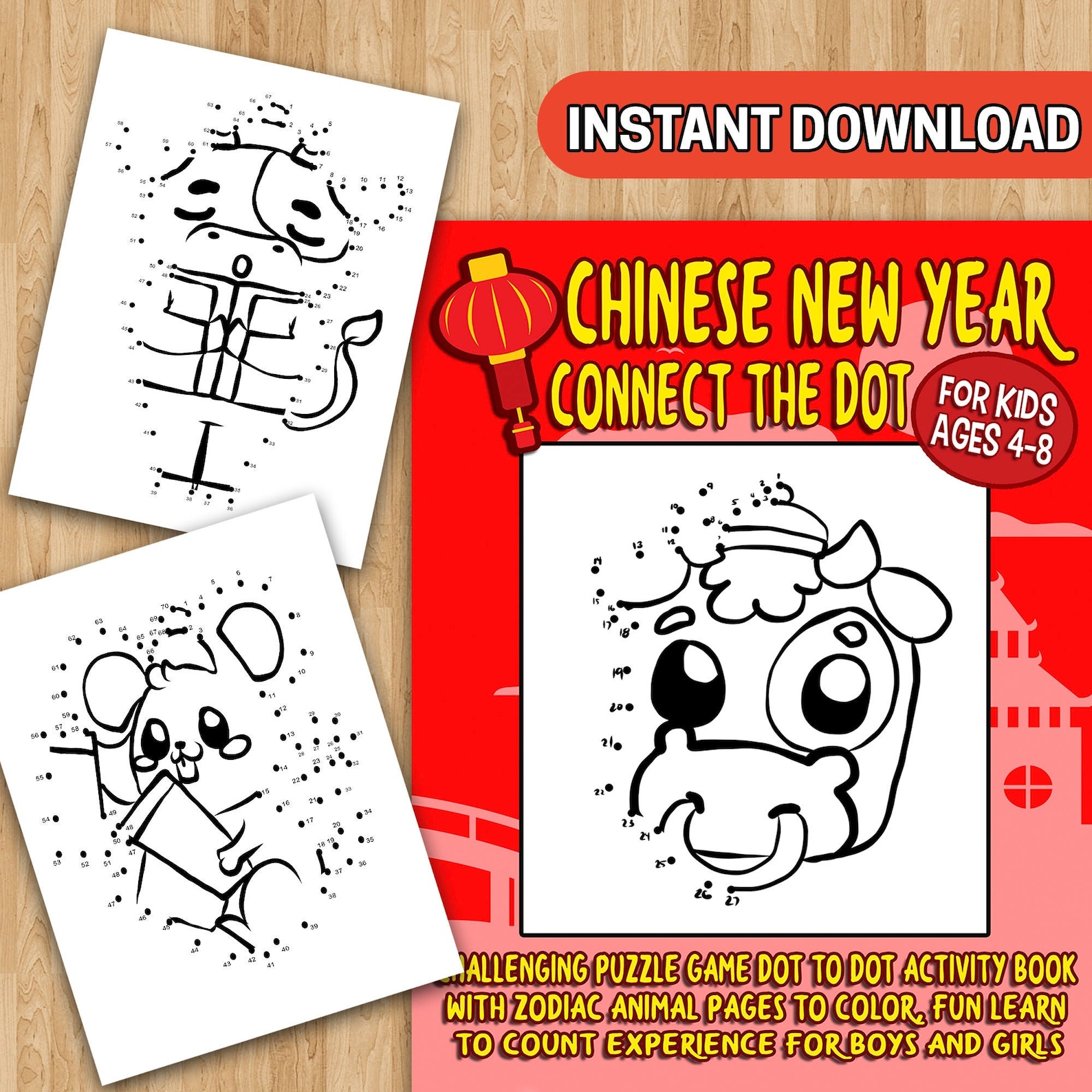 BEST VALUE 30 Chinese New Year Connect the Dot for Kids Ages 4-8 ...
