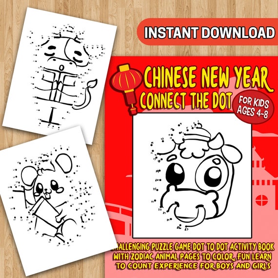 BEST VALUE 30 Chinese New Year Connect the Dot for Kids Ages | Etsy