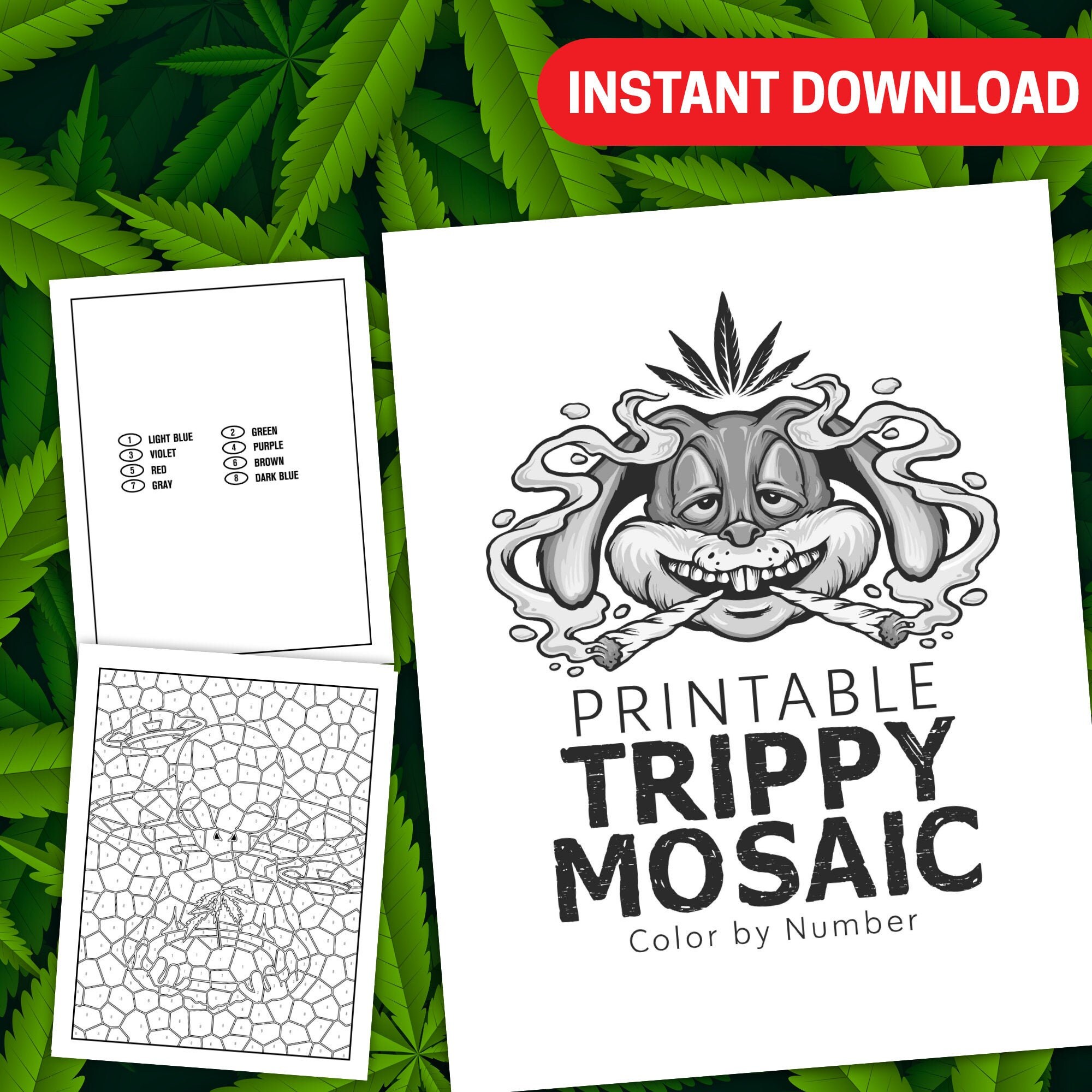 BEST VALUE 6 Printable Trippy Mosaic Color by Number Instant Download ...