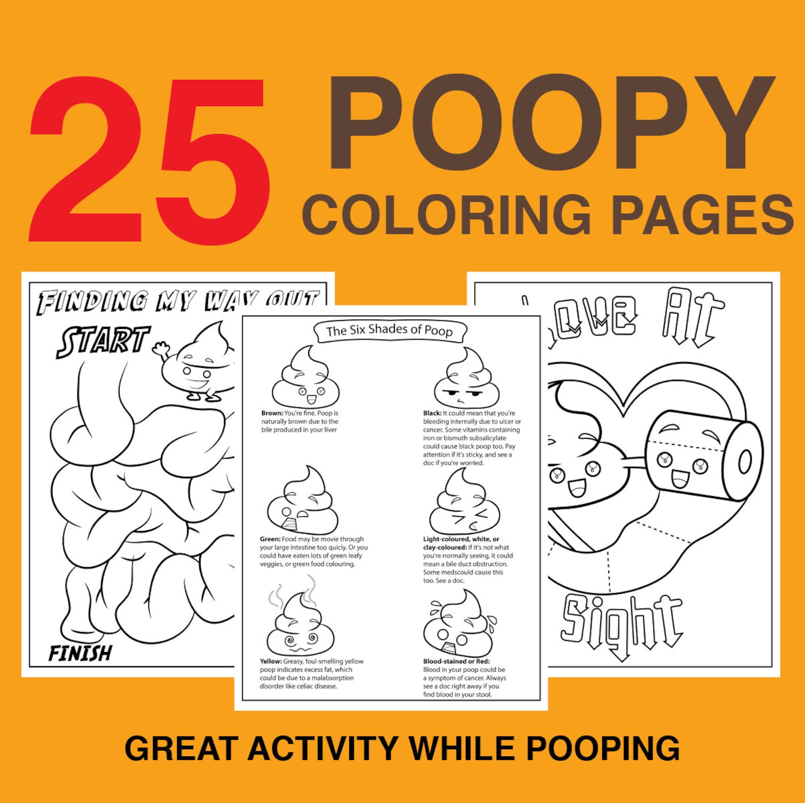 25 Things to Color While You Poo Coloring Pages - Instant Download ...