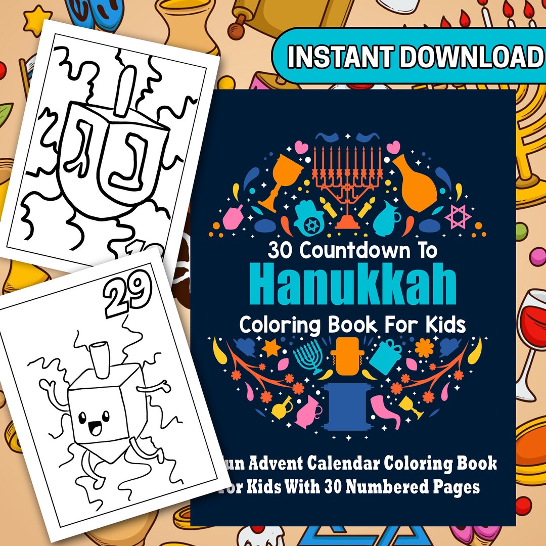 BEST VALUE 30 Countdown to Hanukkah Coloring Book for Kids - Instant ...