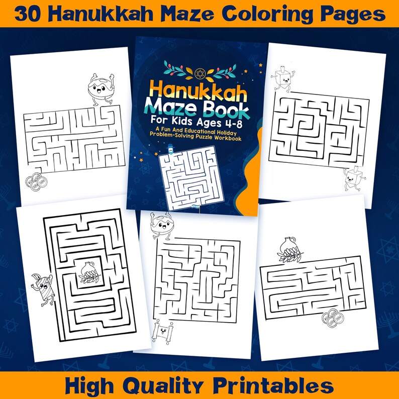 BEST VALUE 30 Hanukkah Maze Coloring Book - Instant Download Coloring ...