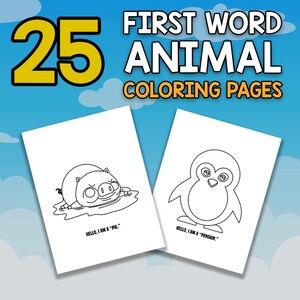 25 First Word Flash Card Coloring Pages - Giant Printable Animal ...