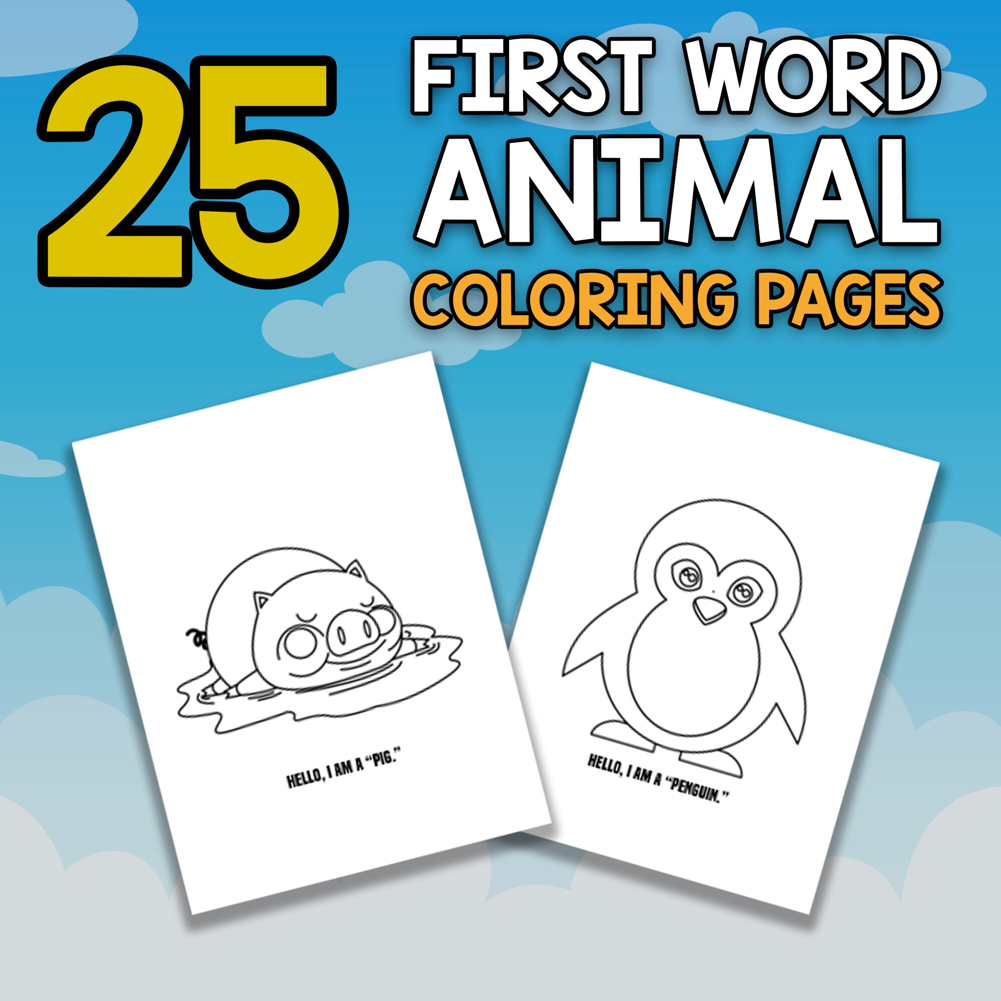 25 First Word Flash Card Coloring Pages Giant Printable - Etsy