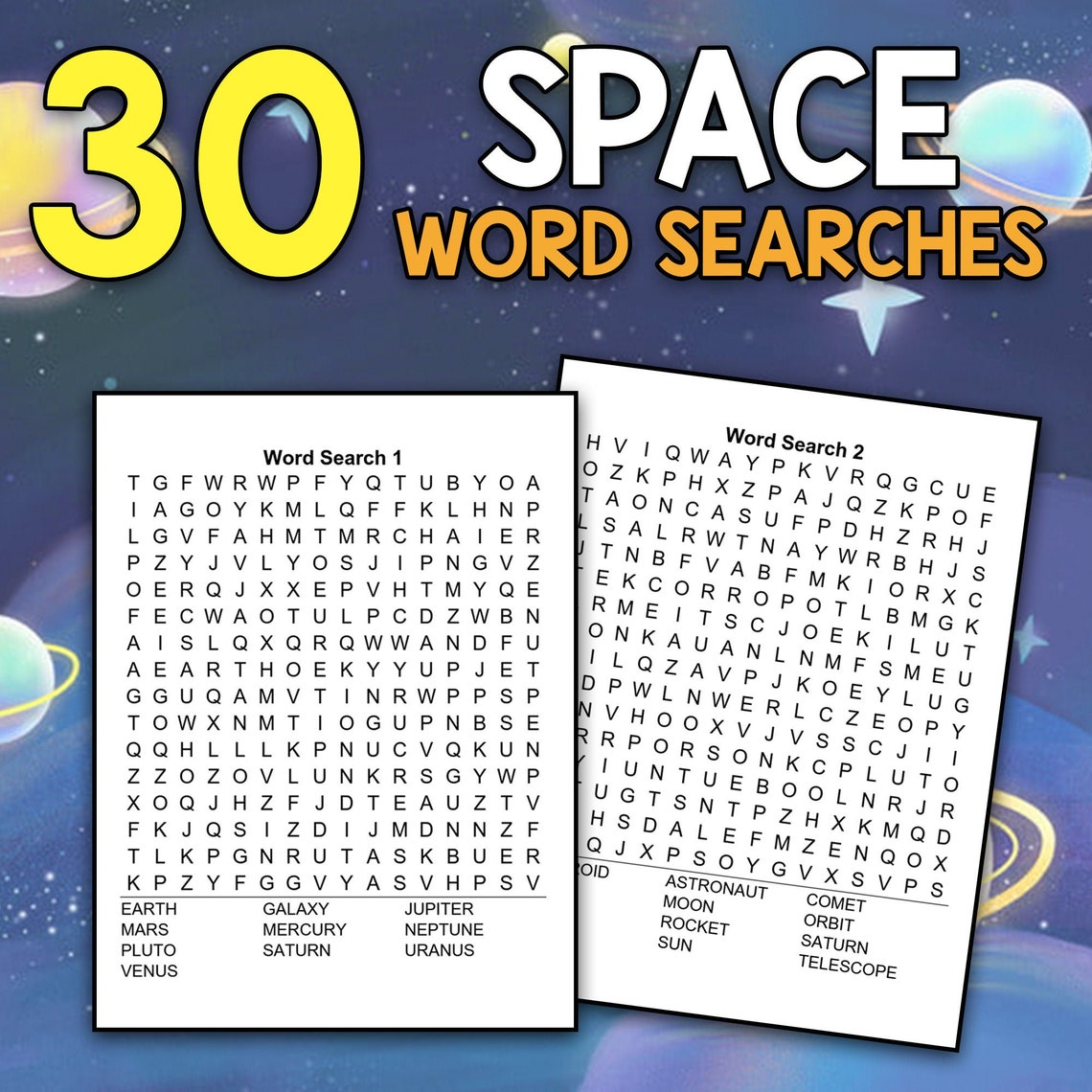 BEST VALUE 30 Outer Space Word Search Puzzles for Kids and Adults Who ...
