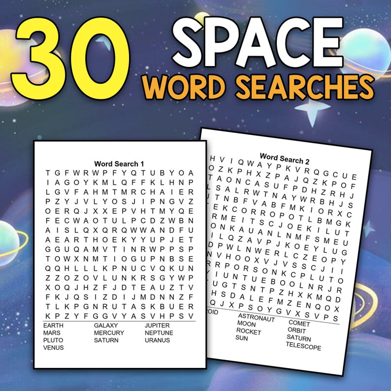 BEST VALUE 30 Outer Space Word Search Puzzles for Kids and Adults Who ...