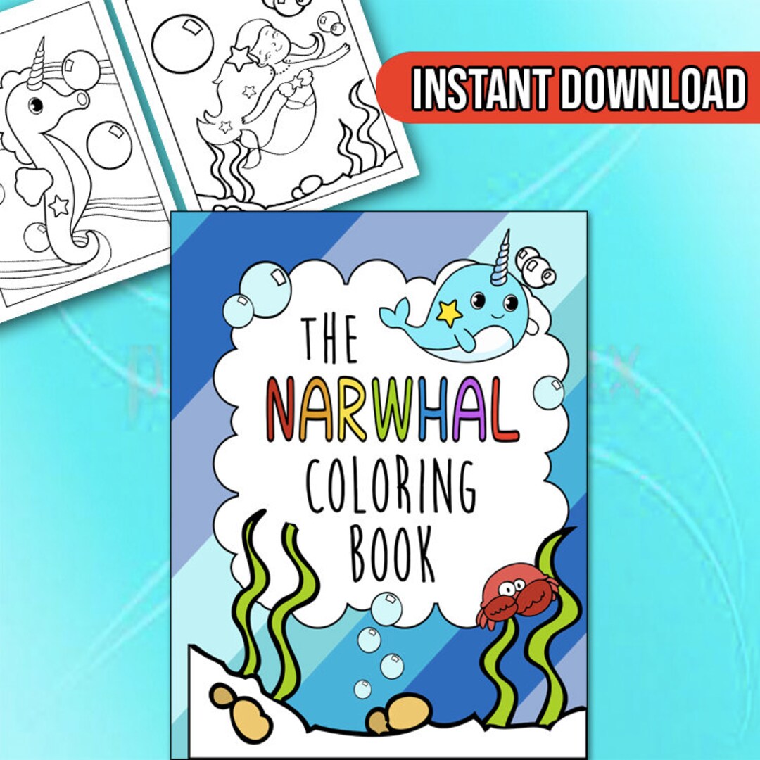 BEST VALUE 30 Cute Narwhals Coloring Pages - Instant Download Coloring ...