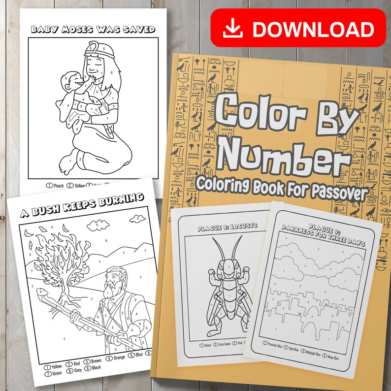 BEST VALUE Color by Number Coloring Book for Passover Instant Download ...
