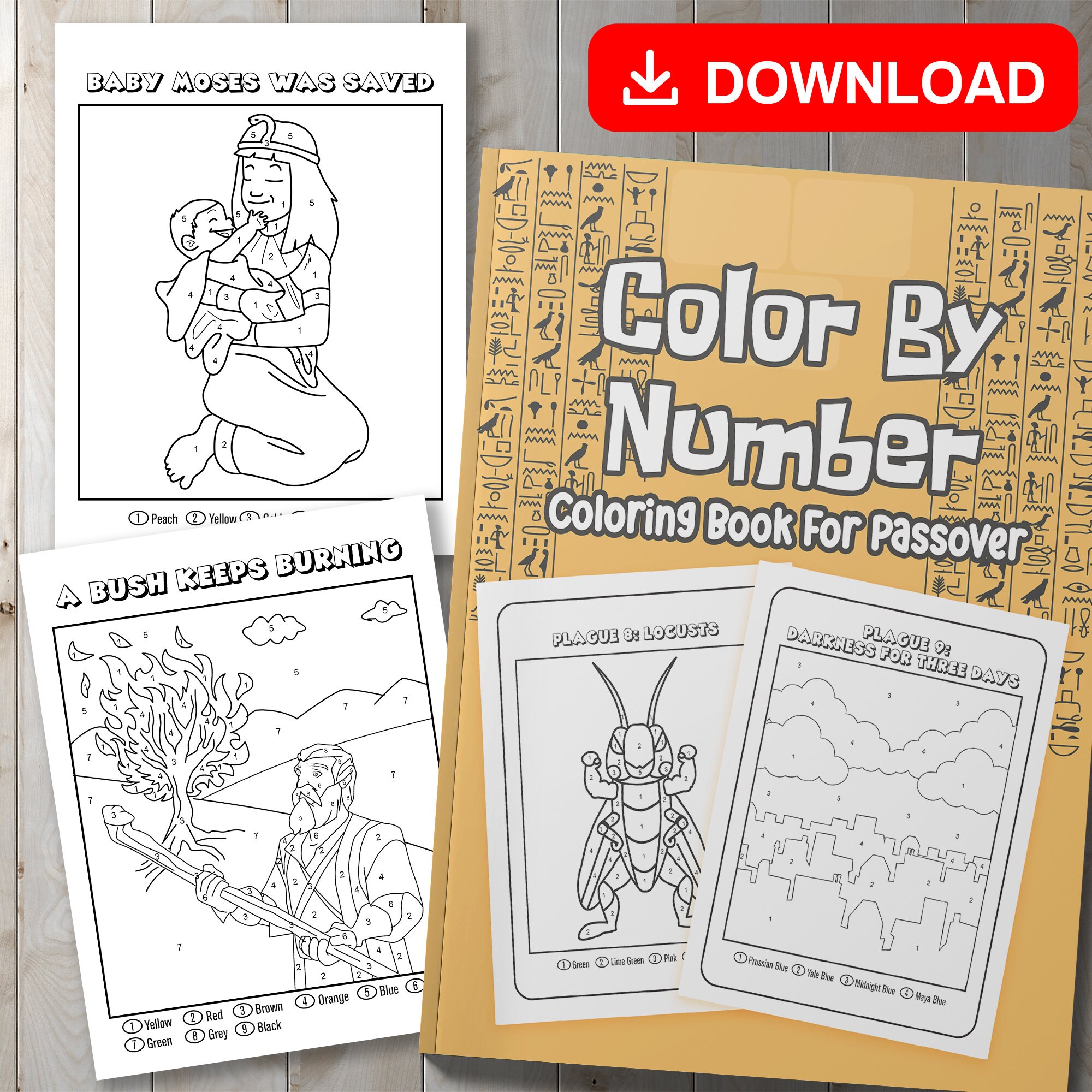 BEST VALUE Color by Number Coloring Book for Passover Instant Download ...