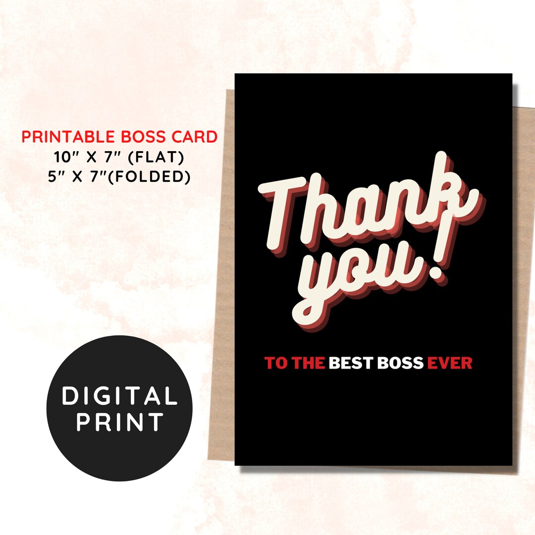 BEST VALUE Printable Boss Card - Instant Download Birthday Card, Funny ...