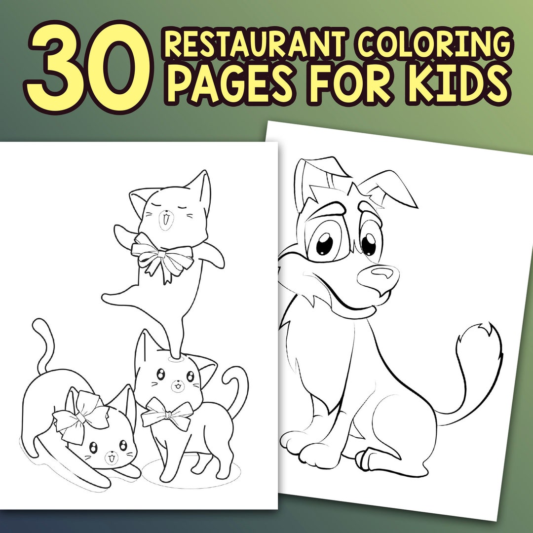 BEST VALUE 30 Restaurant Coloring Book Pages for Kids - Instant ...