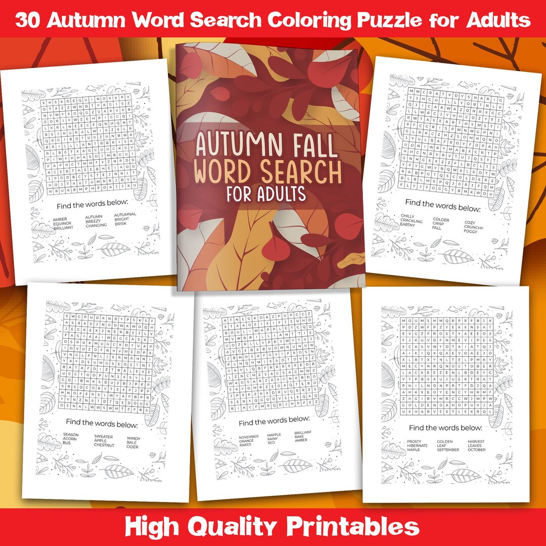 BEST VALUE 30 Autumn Fall Word Search for Adults - Instant Download ...